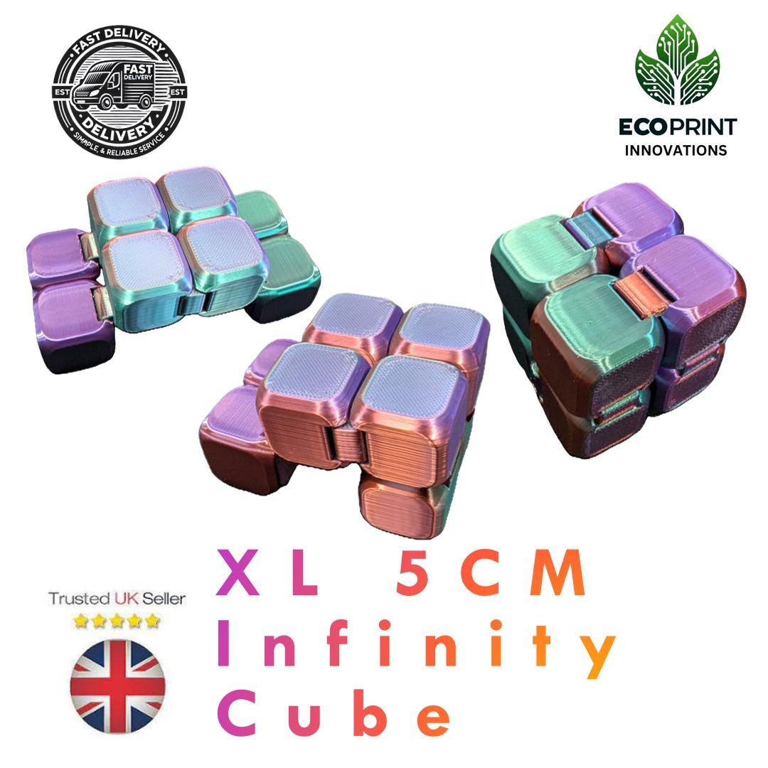 Sensory Cube Gift | Stress Relief Toy | XL 5cm Fidget | Green, Purple ...