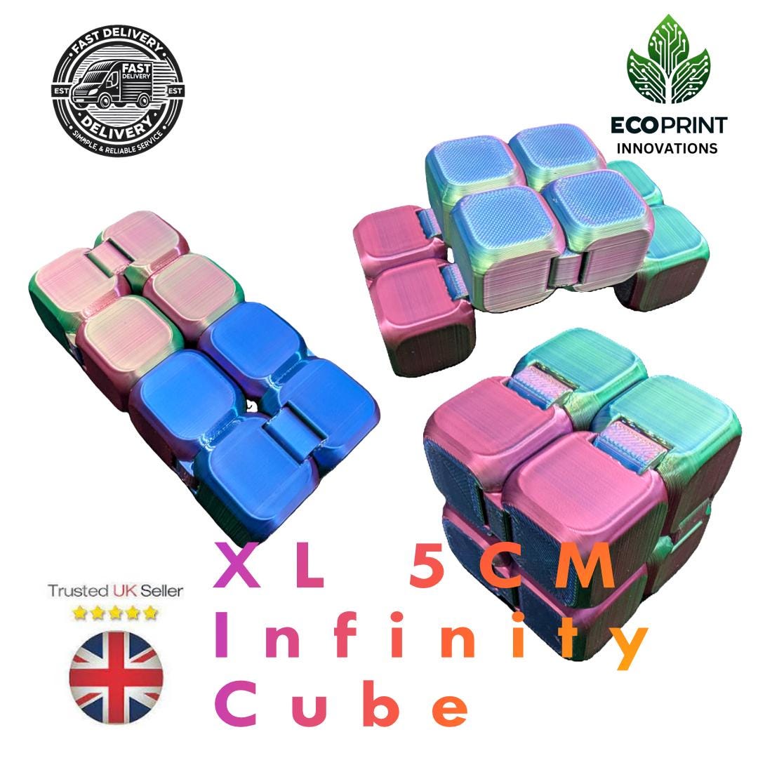 Sensory Infinity Cube Fidget Toy Autism Anxiety Relief Kids & Adults XL ...