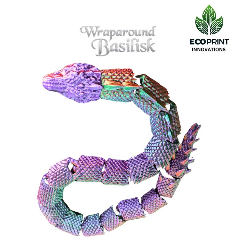 Articulated Basilisk Snake Toy - Flexible 3D Printed Wraparound Desk ...