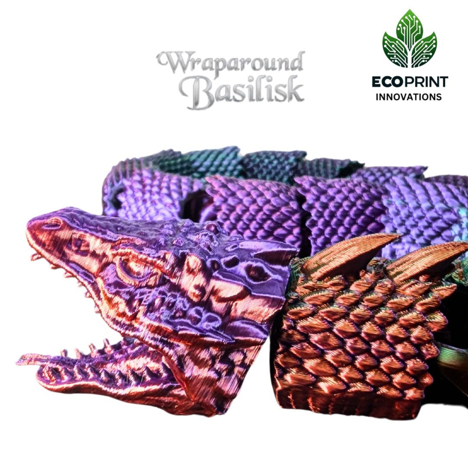 Articulated Basilisk Snake Toy - Flexible 3D Printed Wraparound Desk ...