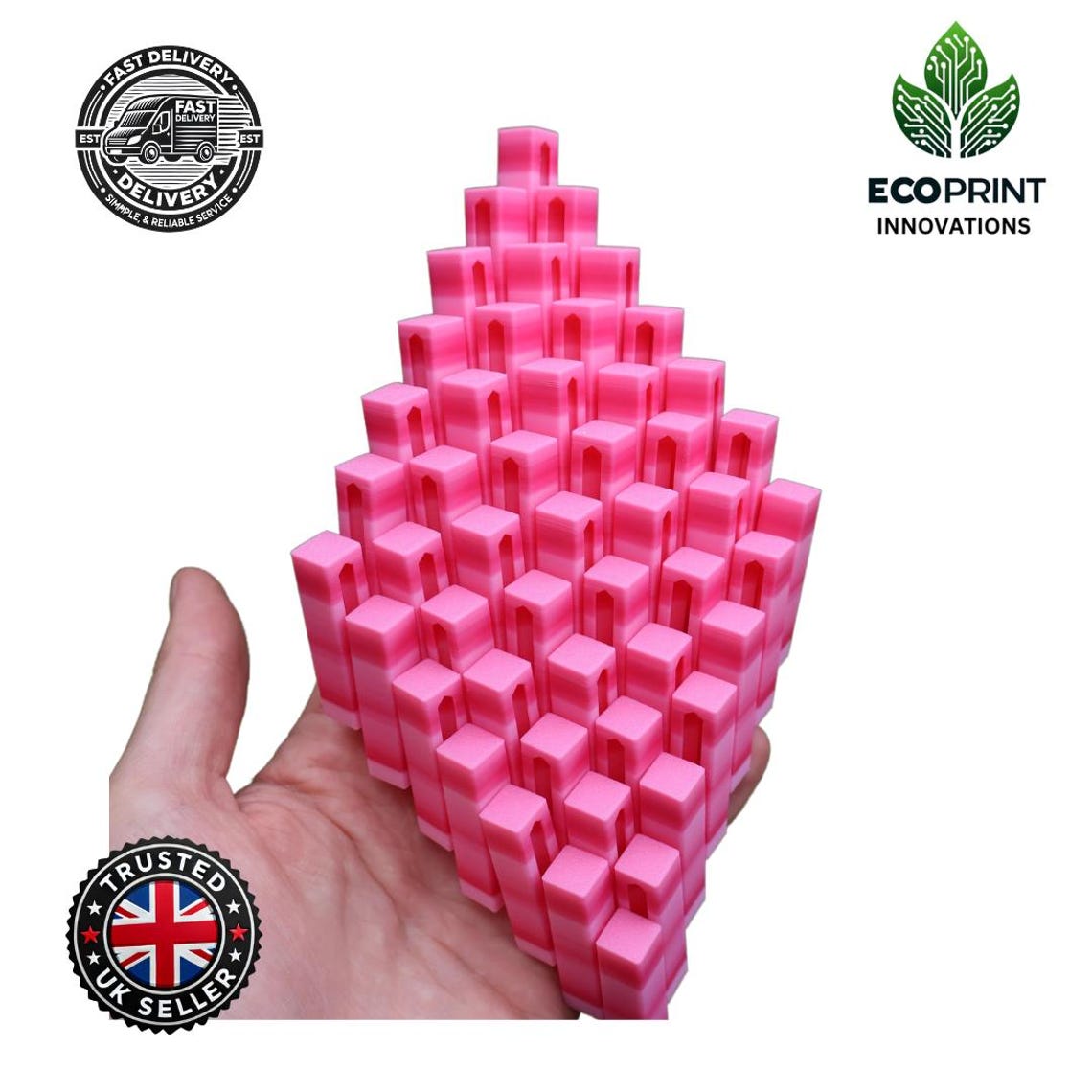 Pink Flexi Grid Fidget Toy - 3D Printed Stress Relief, Flexible Sensory ...