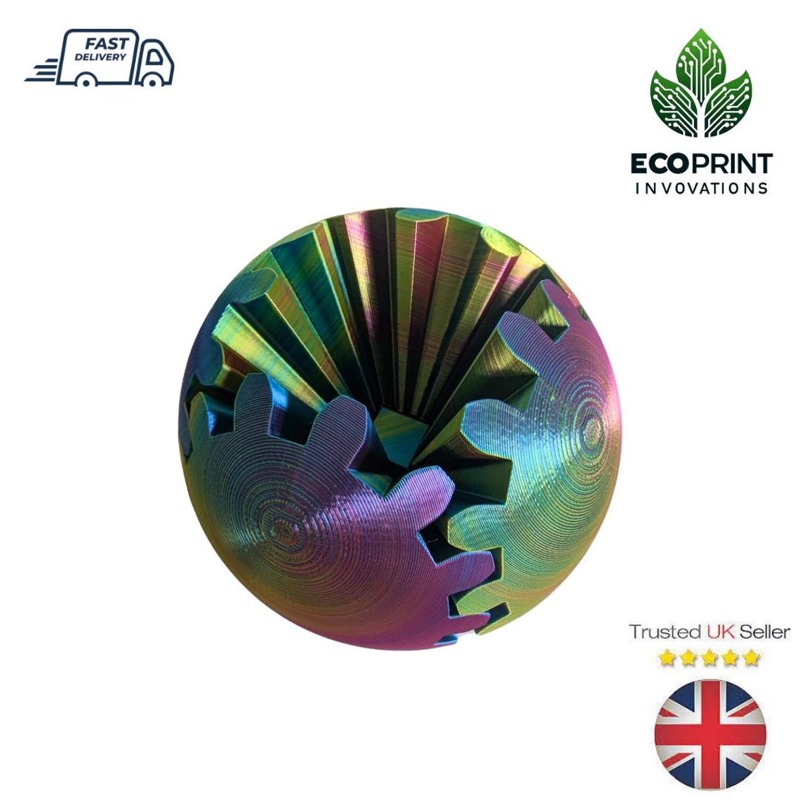 3D Printed Giant Fidget Gear Ball - the Whirling Wonder Stress Reliever ...