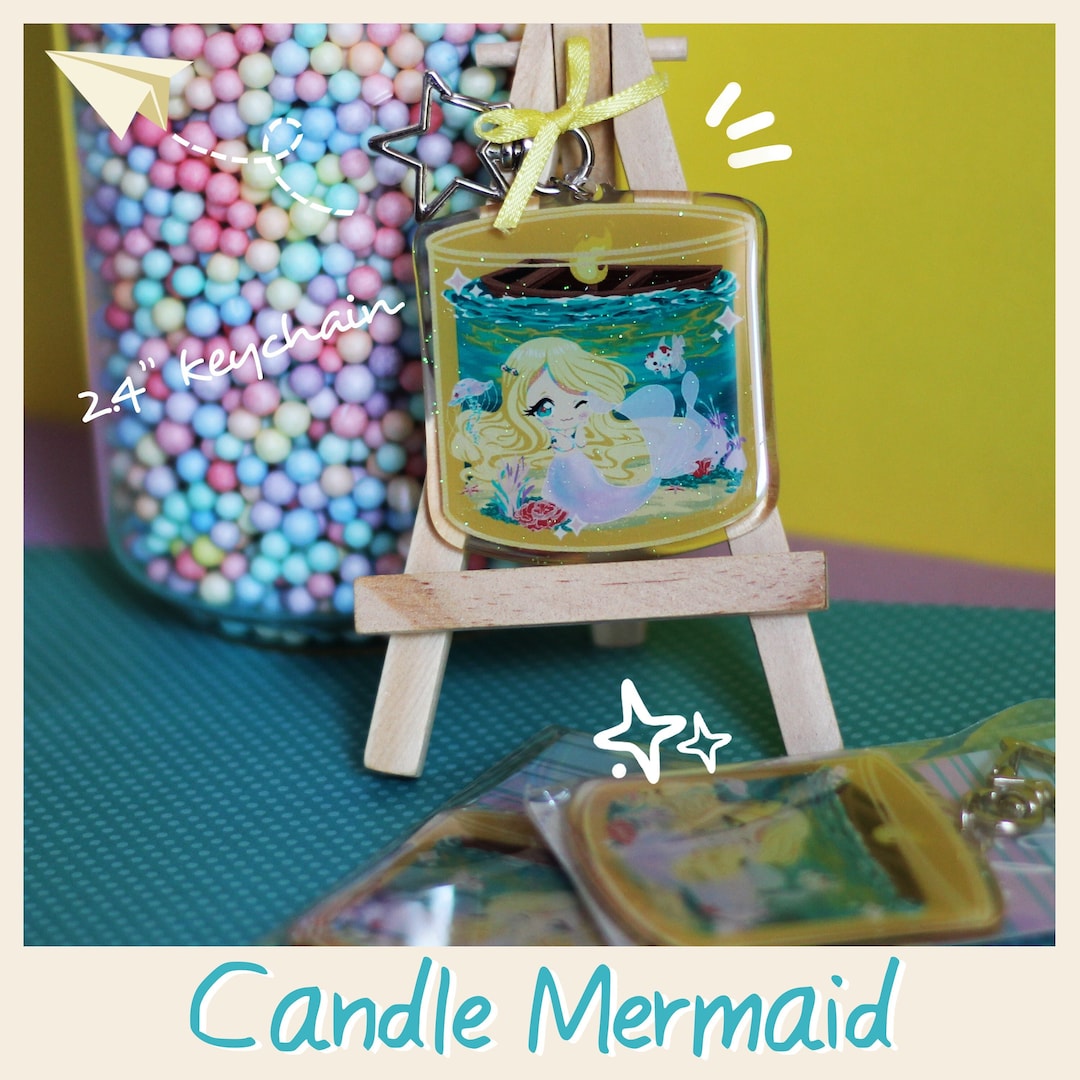 Candle Mermaid Acrylic Keychain, Cute Keychain, Keychain, Cute Gift ...