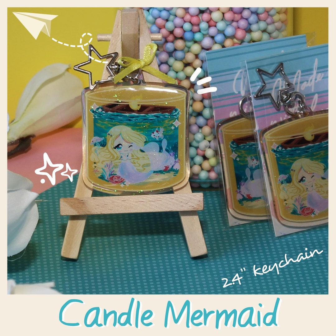 Candle Mermaid- Acrylic Keychain, Cute Keychain, Keychain, Cute Gift ...