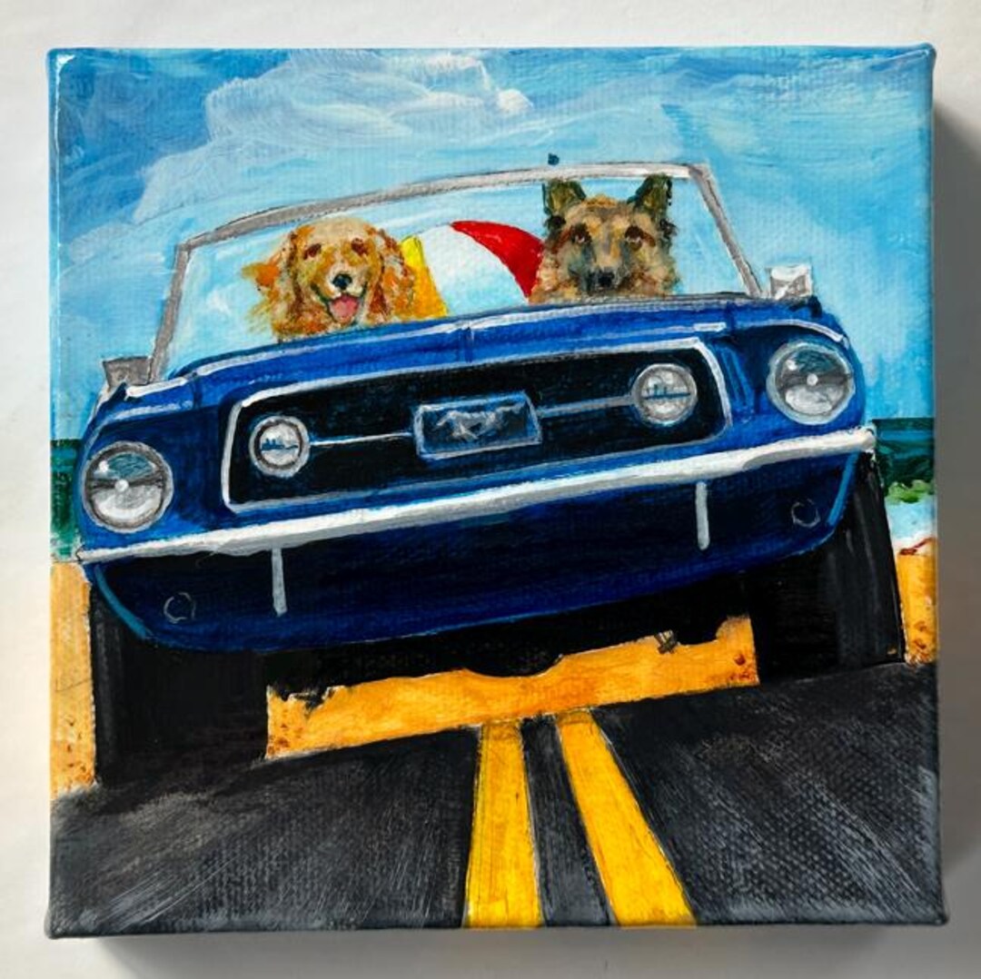Two Dogs in A Mustang---painting - Etsy