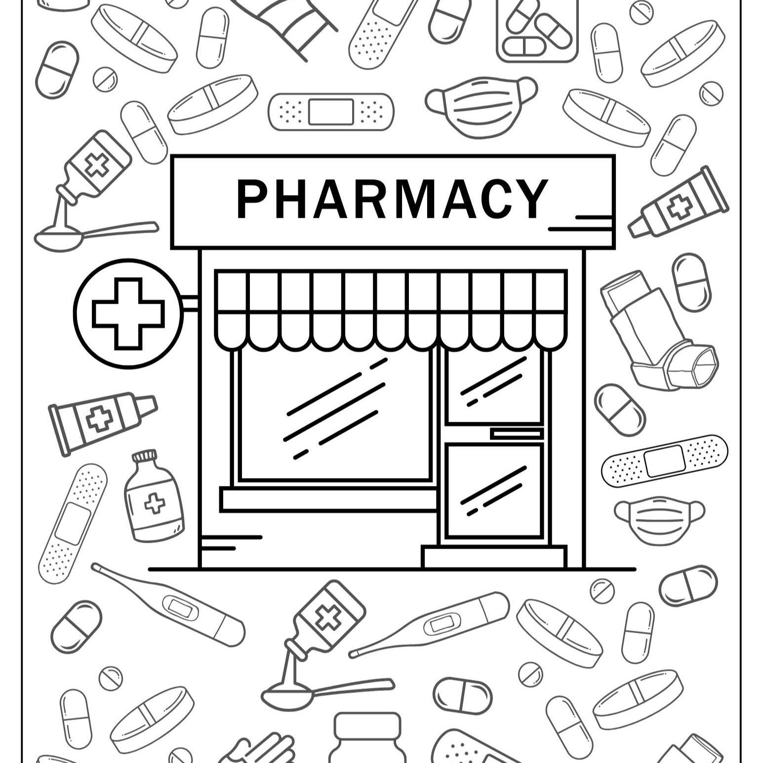 Pharmacy Coloring Page Digital Download to Print - Etsy