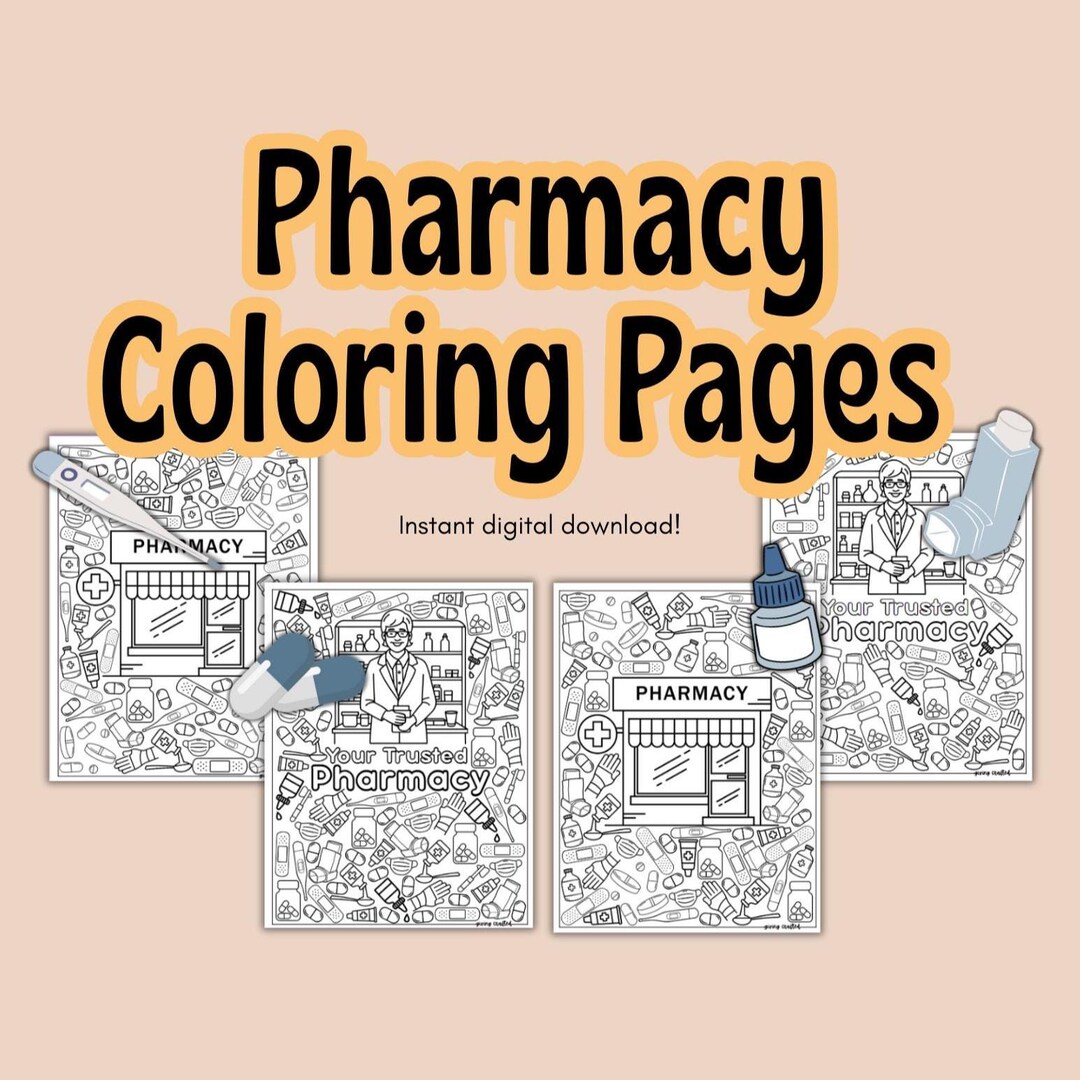 Pharmacy Coloring Page Digital Download to Print - Etsy