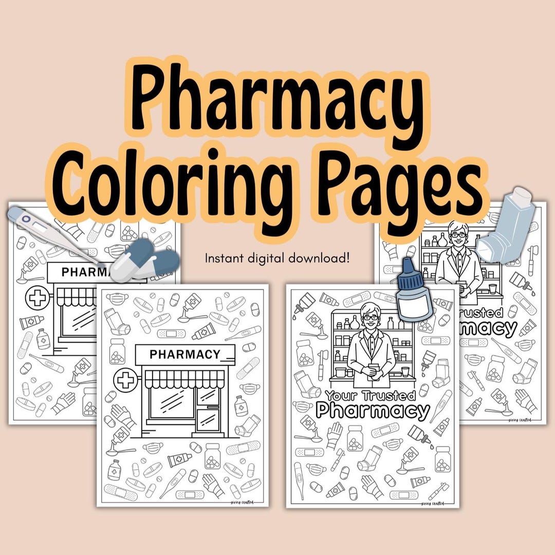 Pharmacy Coloring Page Digital Download to Print - Etsy
