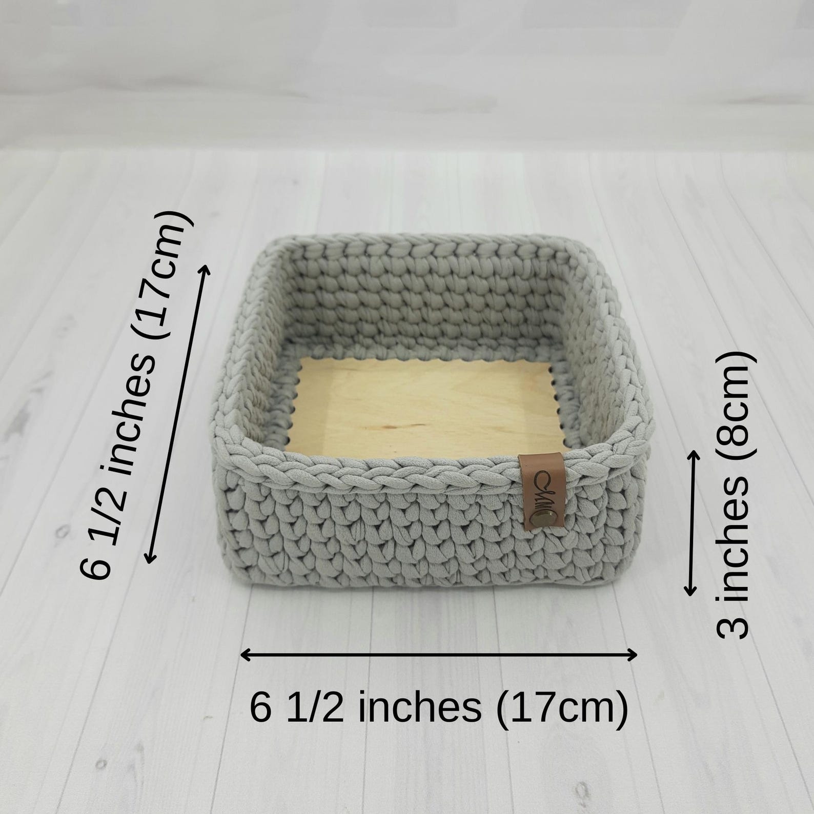 Crochet Cotton Basket: Remote Control Holder, Rustic Gray Nightstand ...