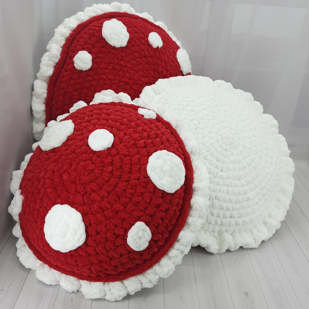 Red Mushroom Pillow, Toadstool Cushion, Handmade Super Soft Plusher ...