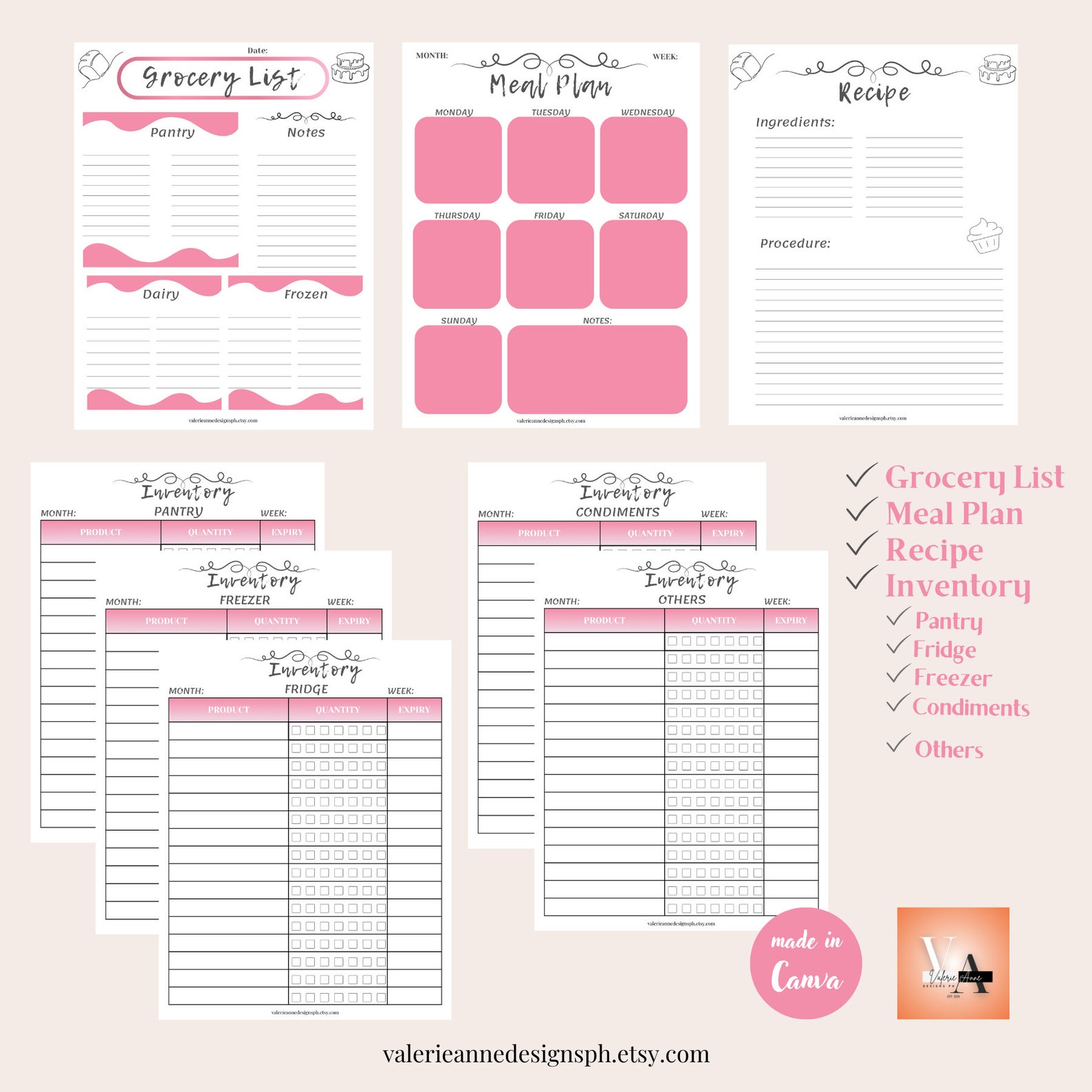 Business / Kitchen Inventory / Organizer / Pantry Inventory /meal ...