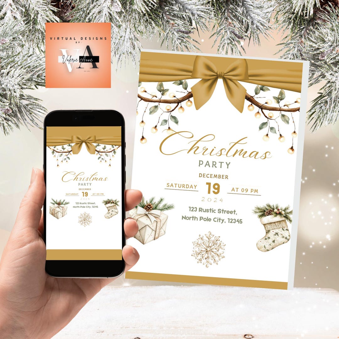 Digital Christmas Party Invitation Editable Template Downloadable ...