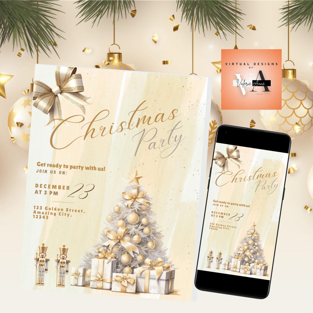 Digital Company Christmas Party Invitation Holiday Editable Template ...