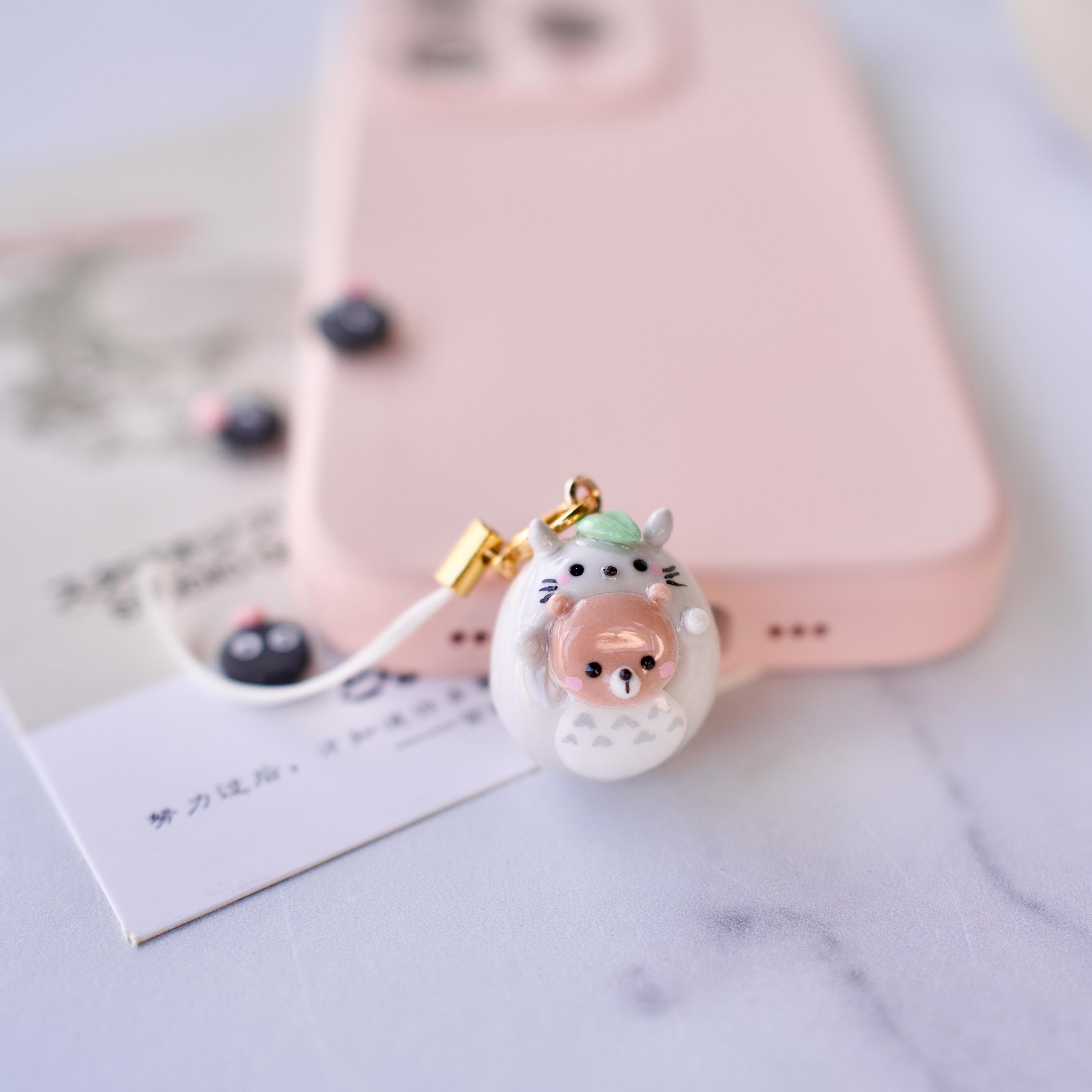 Handmade Studio Ghibli Totoro and Bear Phone Charm - Kawaii Charm ...