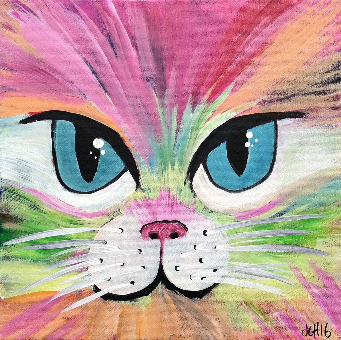 Groovy Cat 12 X 12 Acrylic Kitty Painting - Etsy
