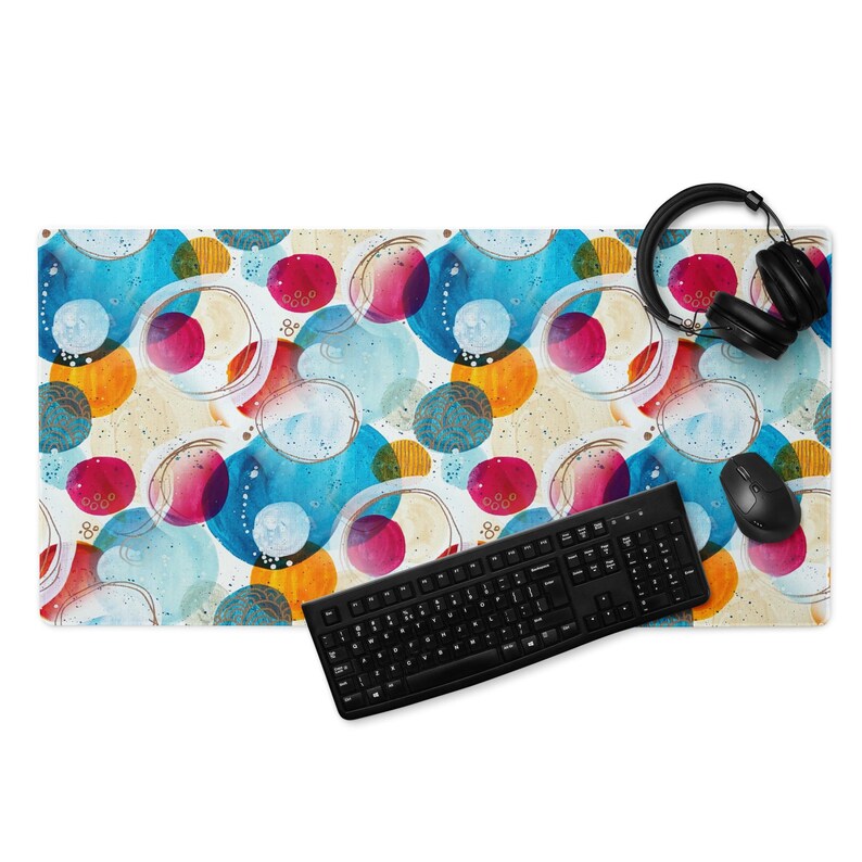 Abstract Blue Desk Mat Modern Aesthetic Large Cute Office Accessory ...