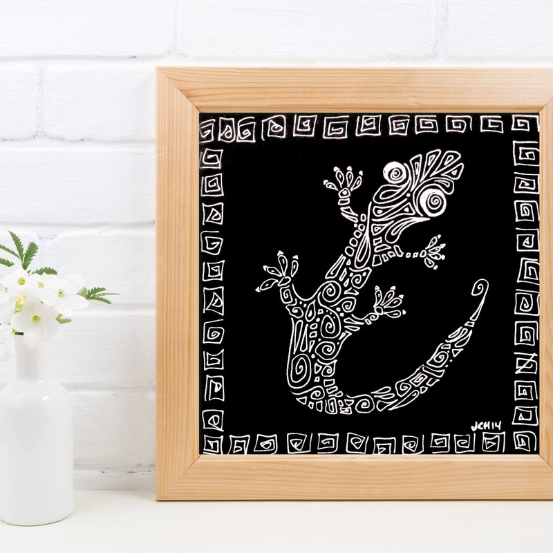 Zentangle Gecko - Etsy