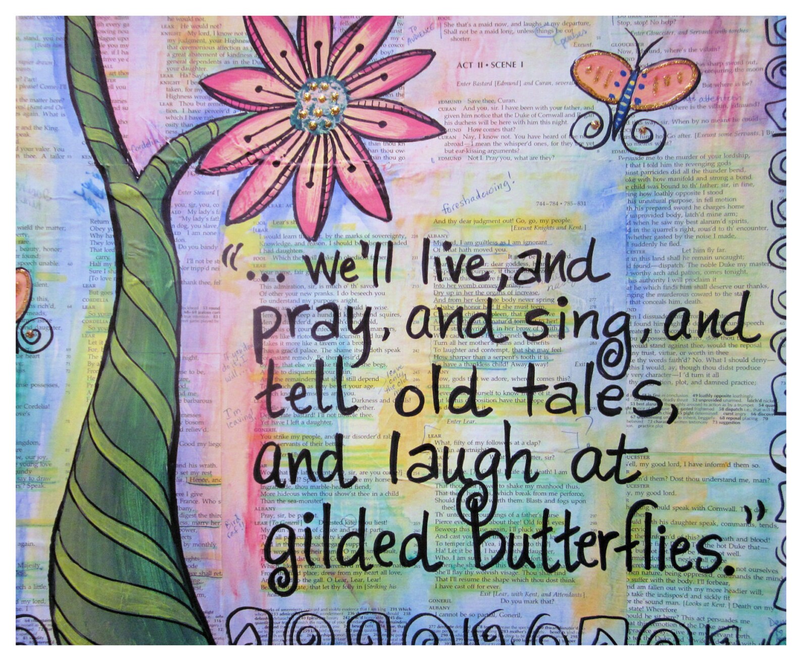 Shakespeare Quote Cordelia's Butterflies Original 18x24 - Etsy