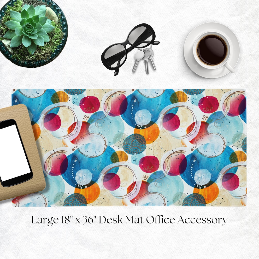 Abstract Blue Desk Mat Modern Aesthetic Large Cute Office Accessory ...
