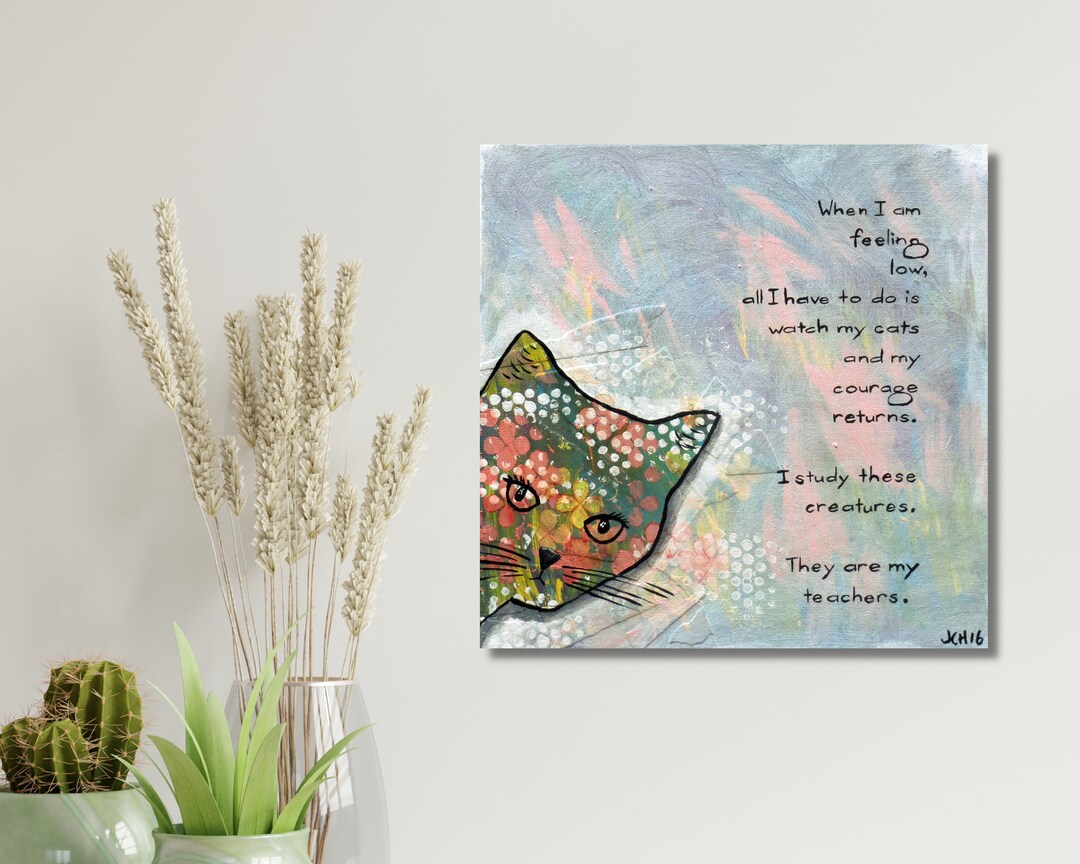 Original Painting | Acrylic & Paper Collage Art | Fine Art | Cat Art ...