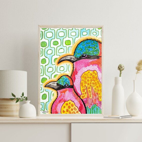 Mama And Baby Bird Art