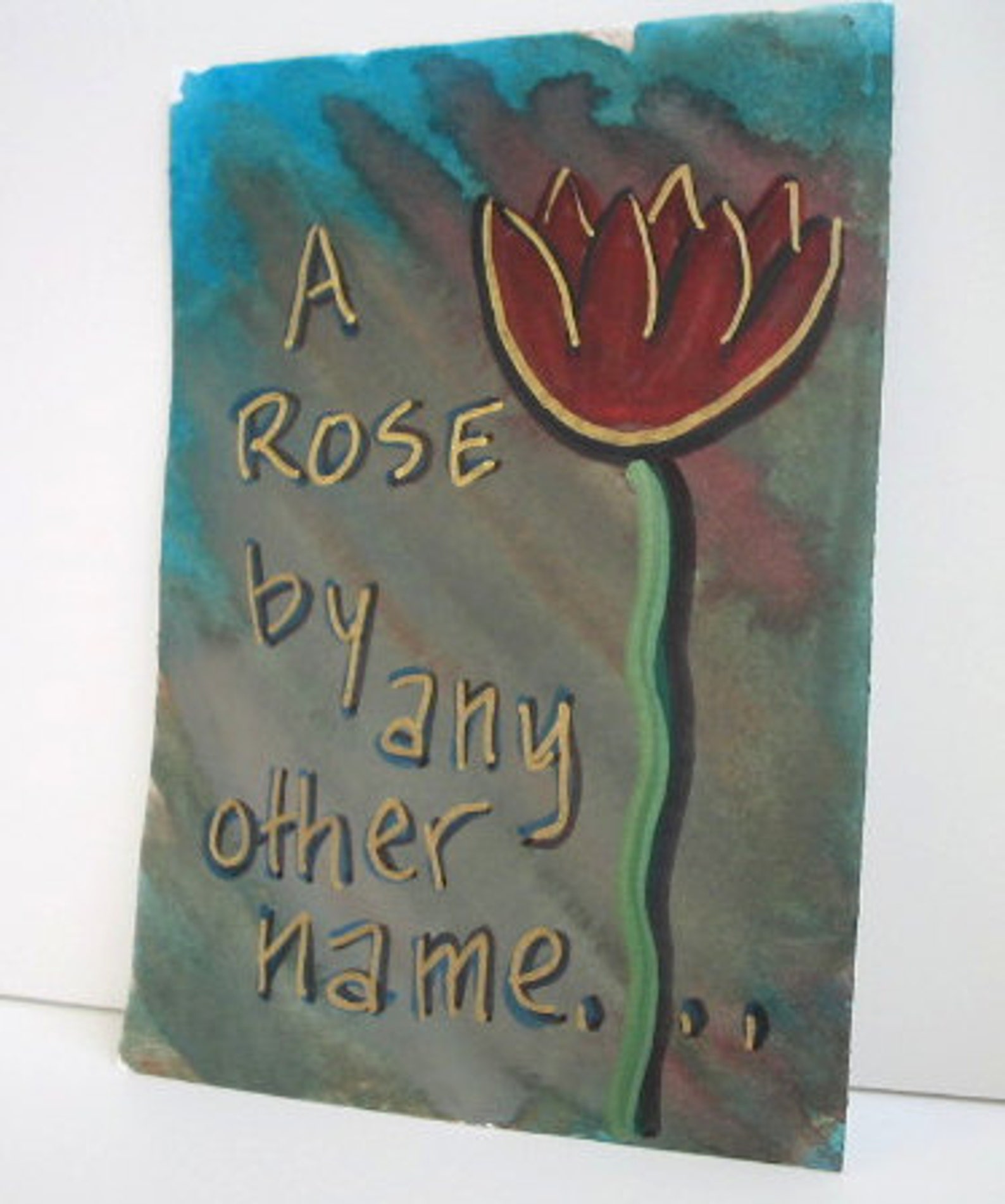 A Rose by Any Other Name Shakespeare Quote ACEO Original Watercolor ...
