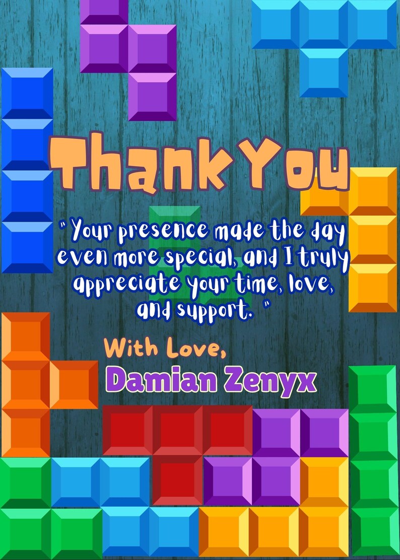 Tetris Birthday Invitation, Retro Gaming Birthday Invitation, Arcade ...