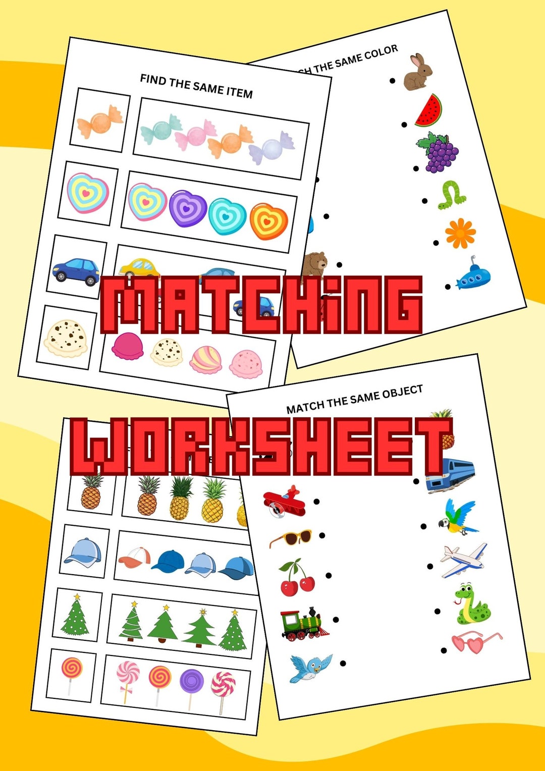 Matching Worksheet, Count and Match Worksheet, Educational Activity ...
