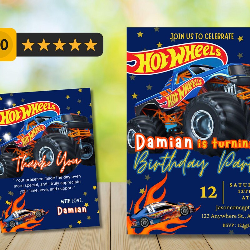 Hot Wheels Birthday Invitation - Etsy