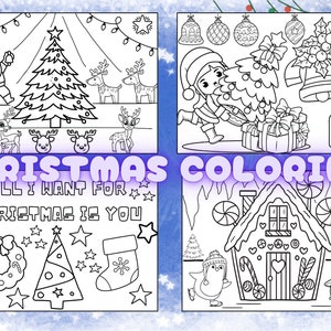 Christmas Coloring Pages Kids Activity Printable Santa for Children Art ...