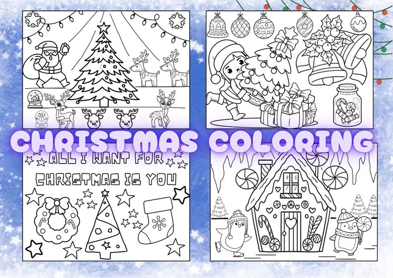 Christmas Coloring Pages Kids Activity Printable Santa for Children Art ...