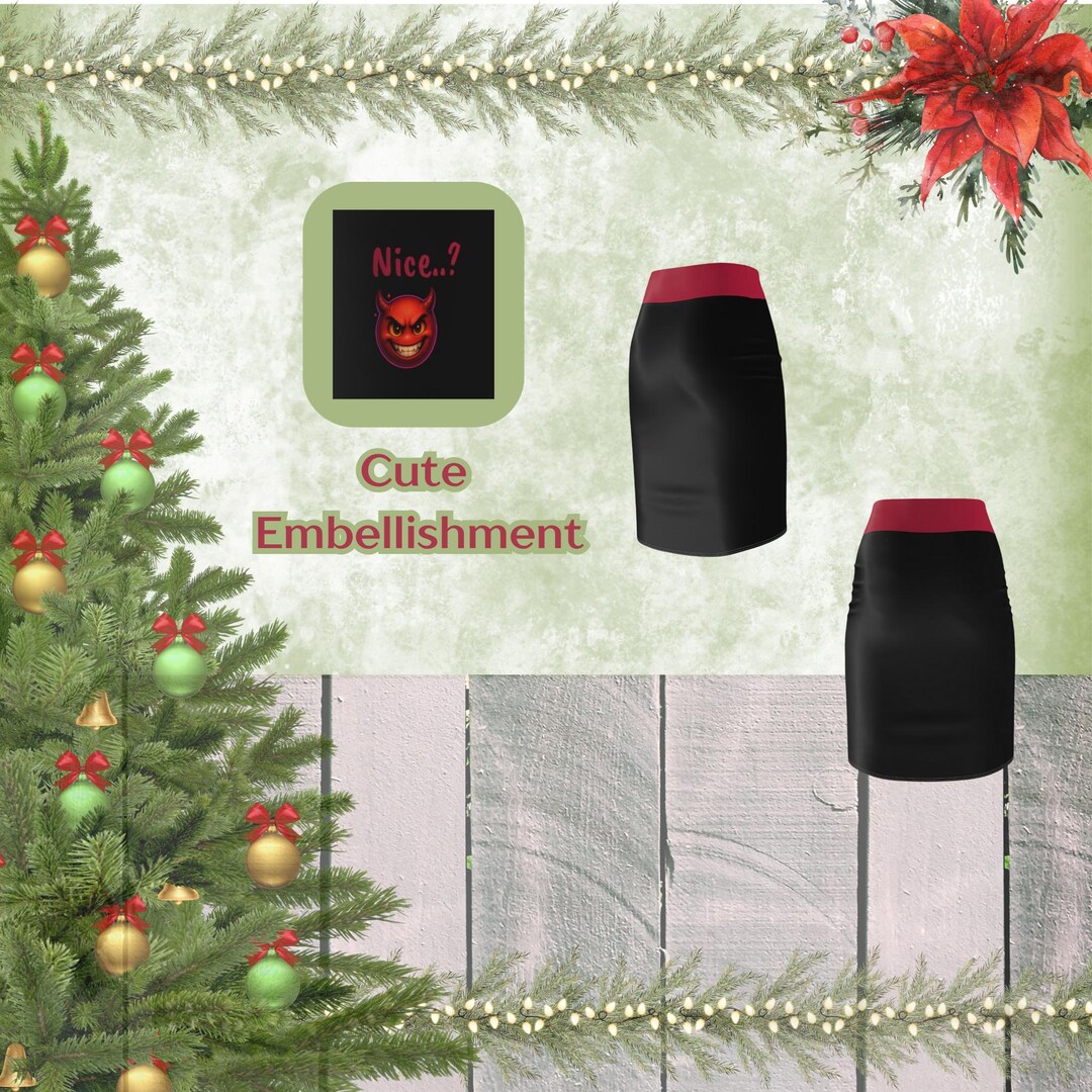Red Devil Naughty or Nice Christmas Pencil Skirt | Holiday Devil Pencil ...