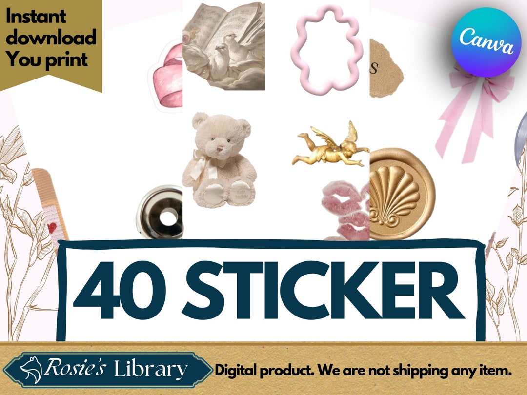 Couquette Digital Stickers Junk Journal Stickers, Planner, Journaling ...