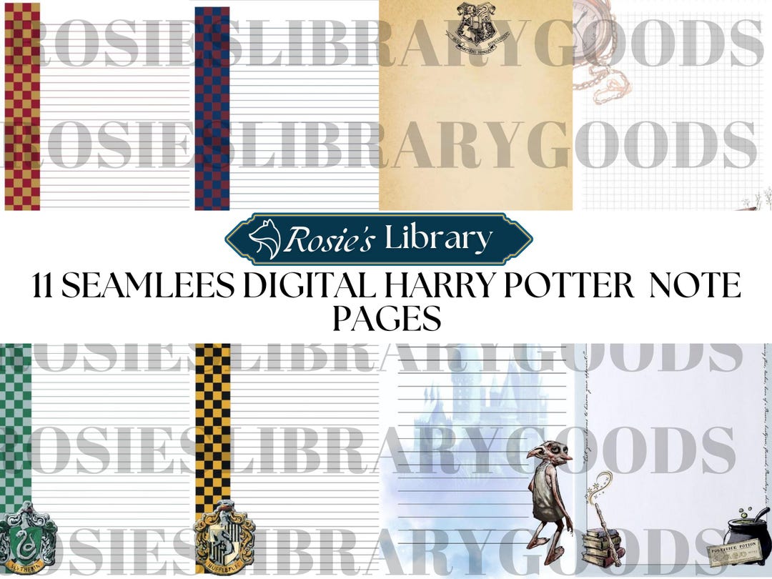 Digital Harry Potter Note Pages Printable Harry Potter Theme Junk ...