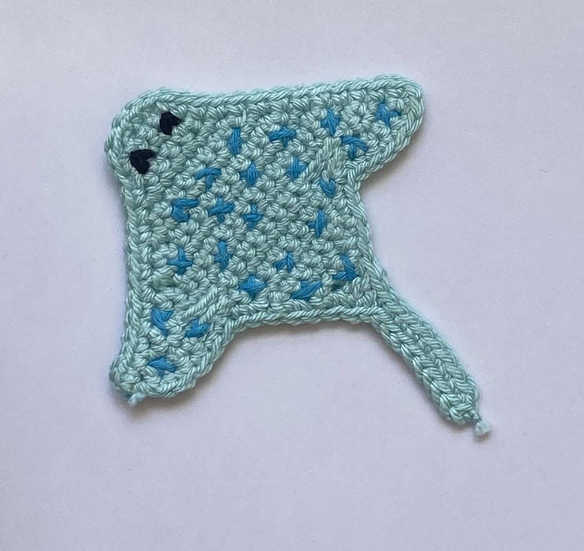 Stingray Crochet Pattern, Stingray Appliqué, Sea Motif, Crochet Motif ...