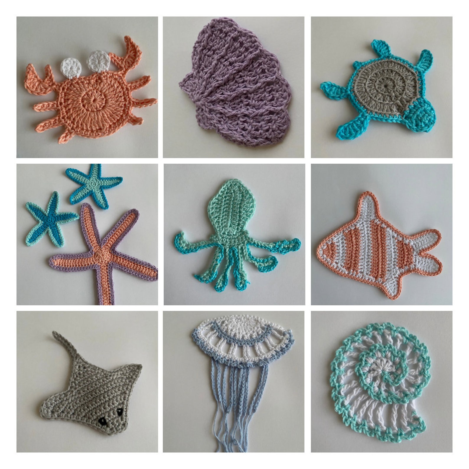 Seashell Crochet Pattern, Shells, Crochet Sealife Collection, Appliqué ...
