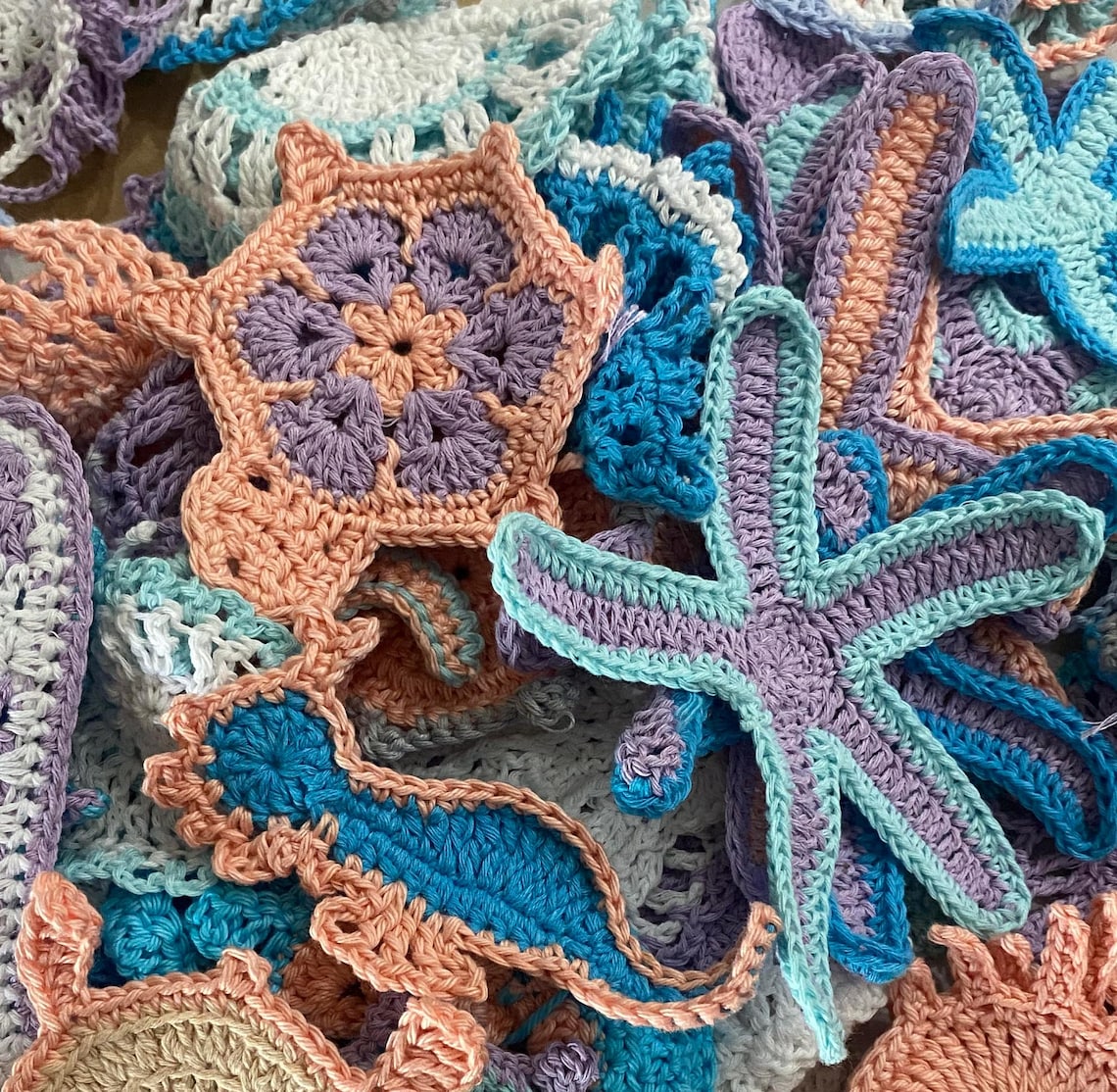 Starfish Crochet Pattern, Starfish Appliqué, Sea Motif, Sealife Crochet Collection, Digital ...