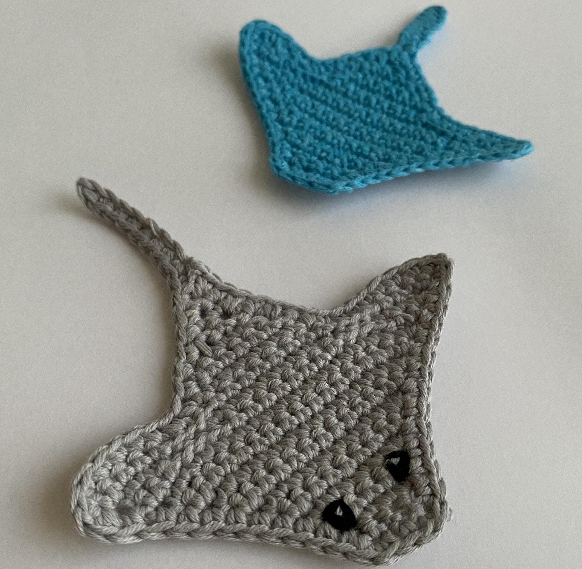 Stingray Crochet Pattern, Stingray Appliqué, Sea Motif, Crochet Motif ...