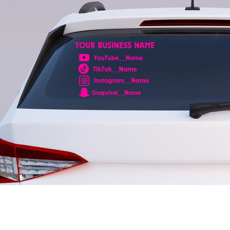 Custom Social Media Car Decal Instagram Tiktok Youtube Snapchat Sticker ...