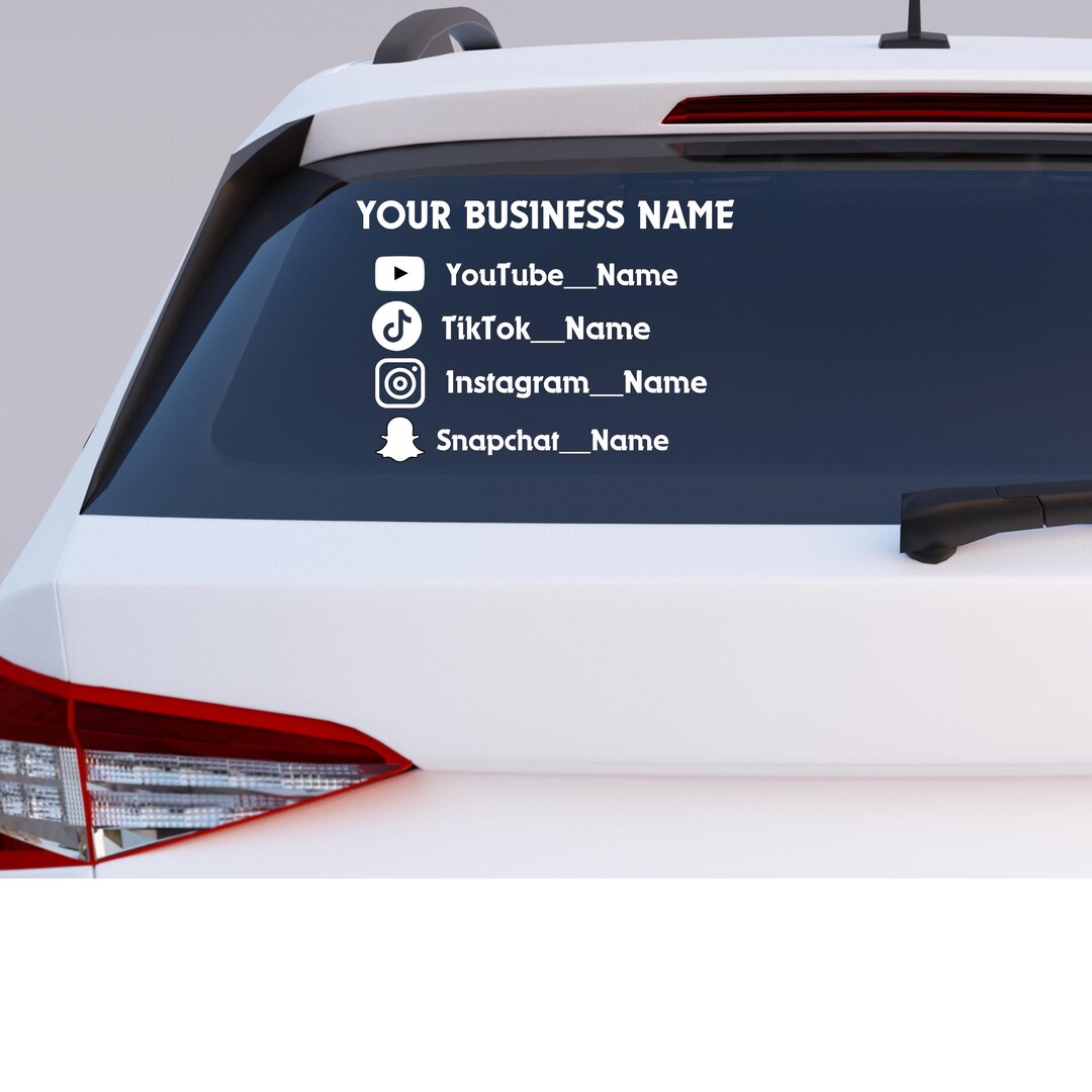 Custom Social Media Car Decal Instagram Tiktok Youtube Snapchat Sticker ...