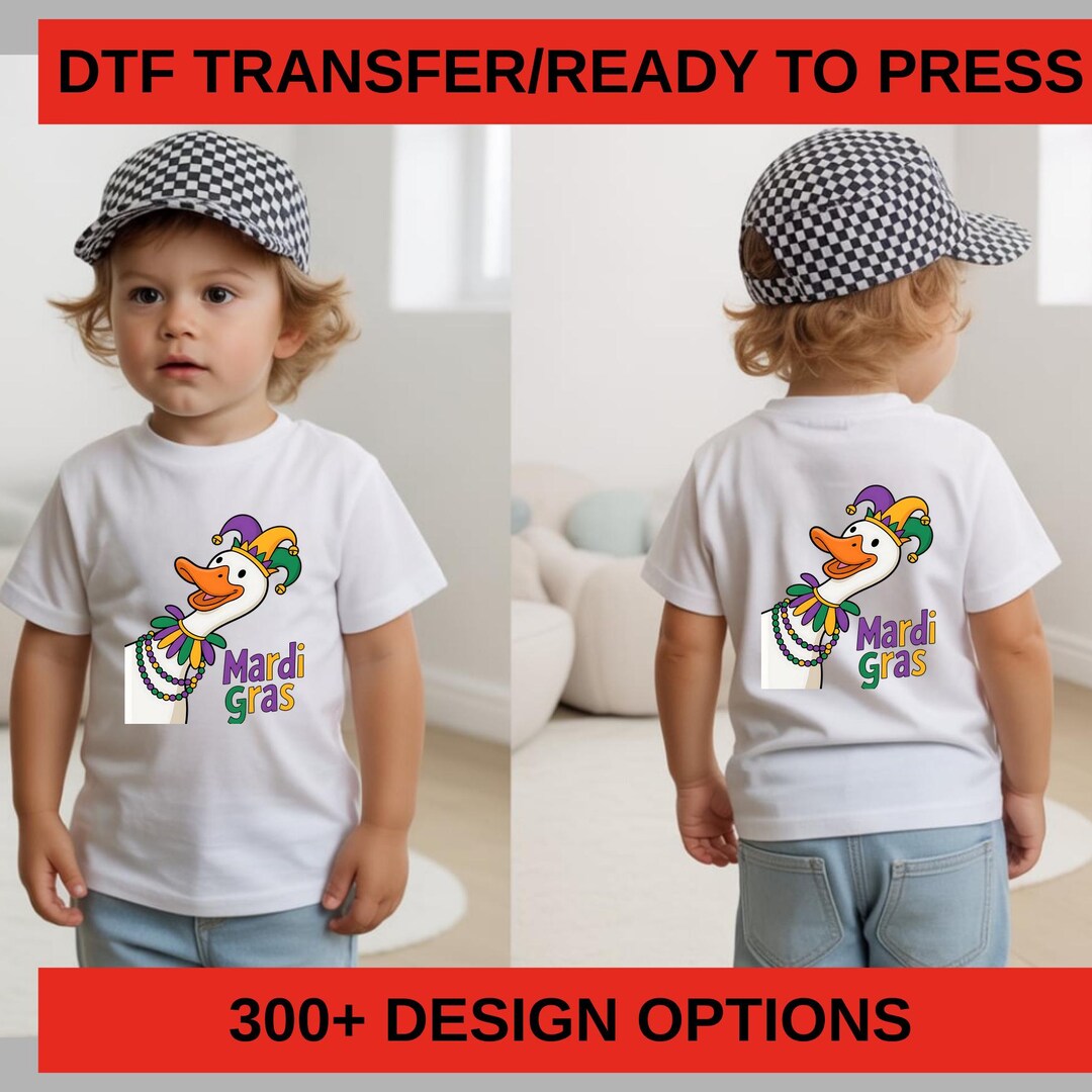 Mardi Gras Duck DTF Transfer, Funny Jester Duck Design, Carnival Bird ...