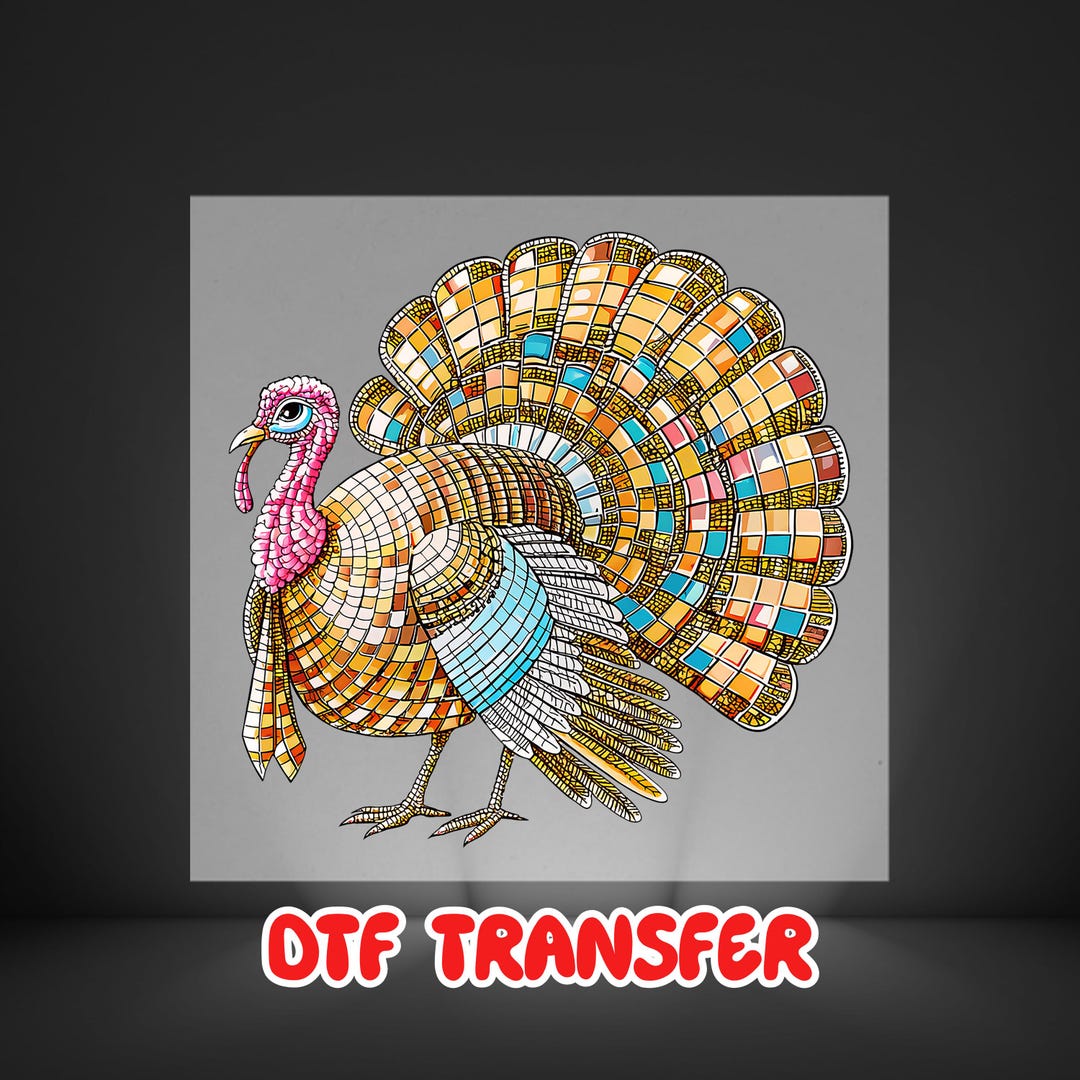 Thanksgiving Turkey Mosaic DTF Transfer – Fall Harvest Holiday Ready to ...