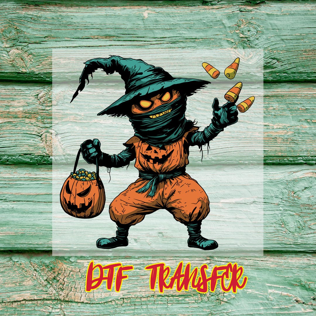 Scary Halloween DTF Transfer: Candy Corn Witch, Pumpkin Head Design - Etsy