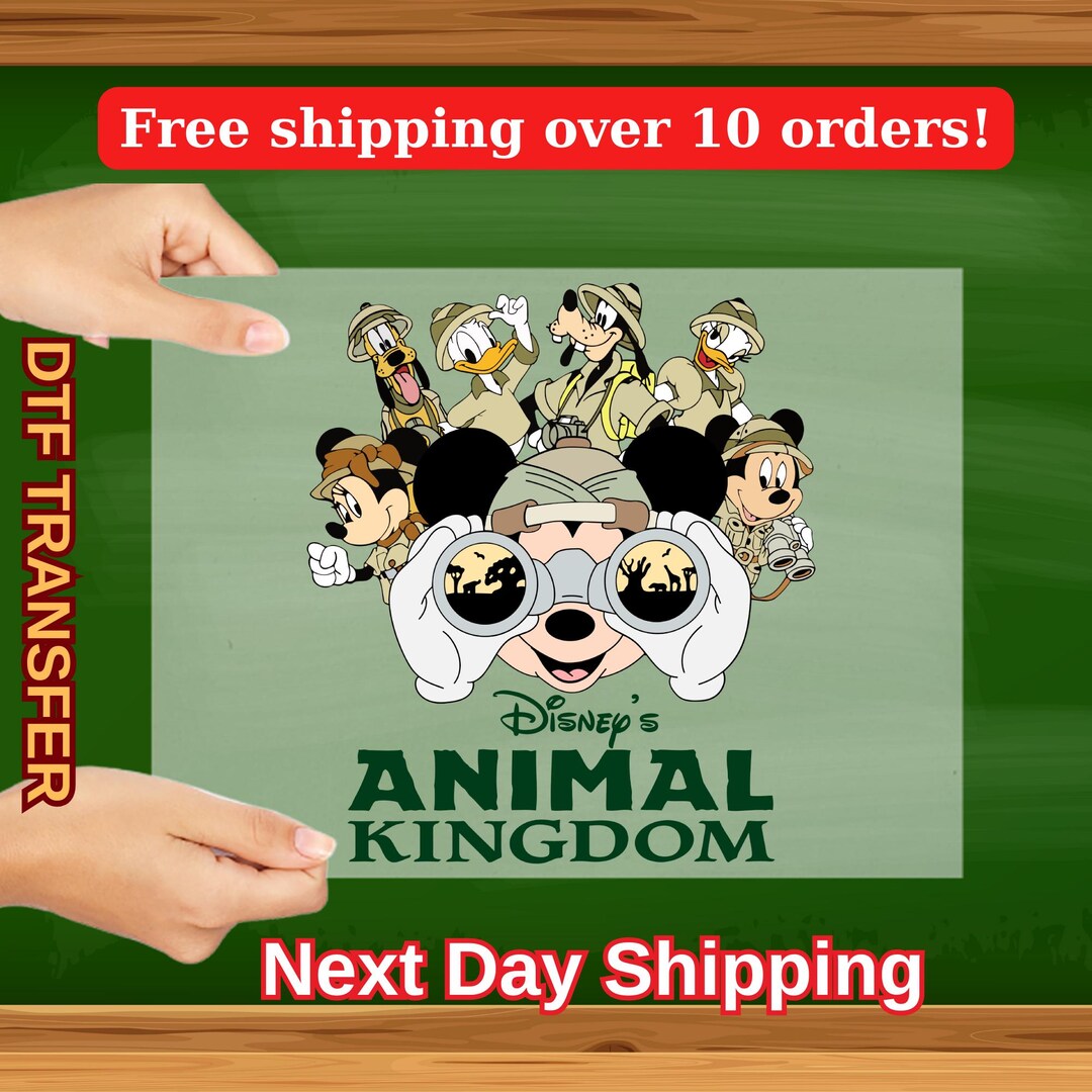 Disney Animal Kingdom Safari DTF Transfer, Mickey With Binoculars Spotting Wildlife, Explorer ...