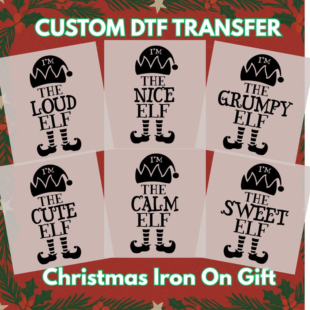Dtf, Elf Family Christmas DTF Transfer, Cute Holiday Matching Elf Iron ...