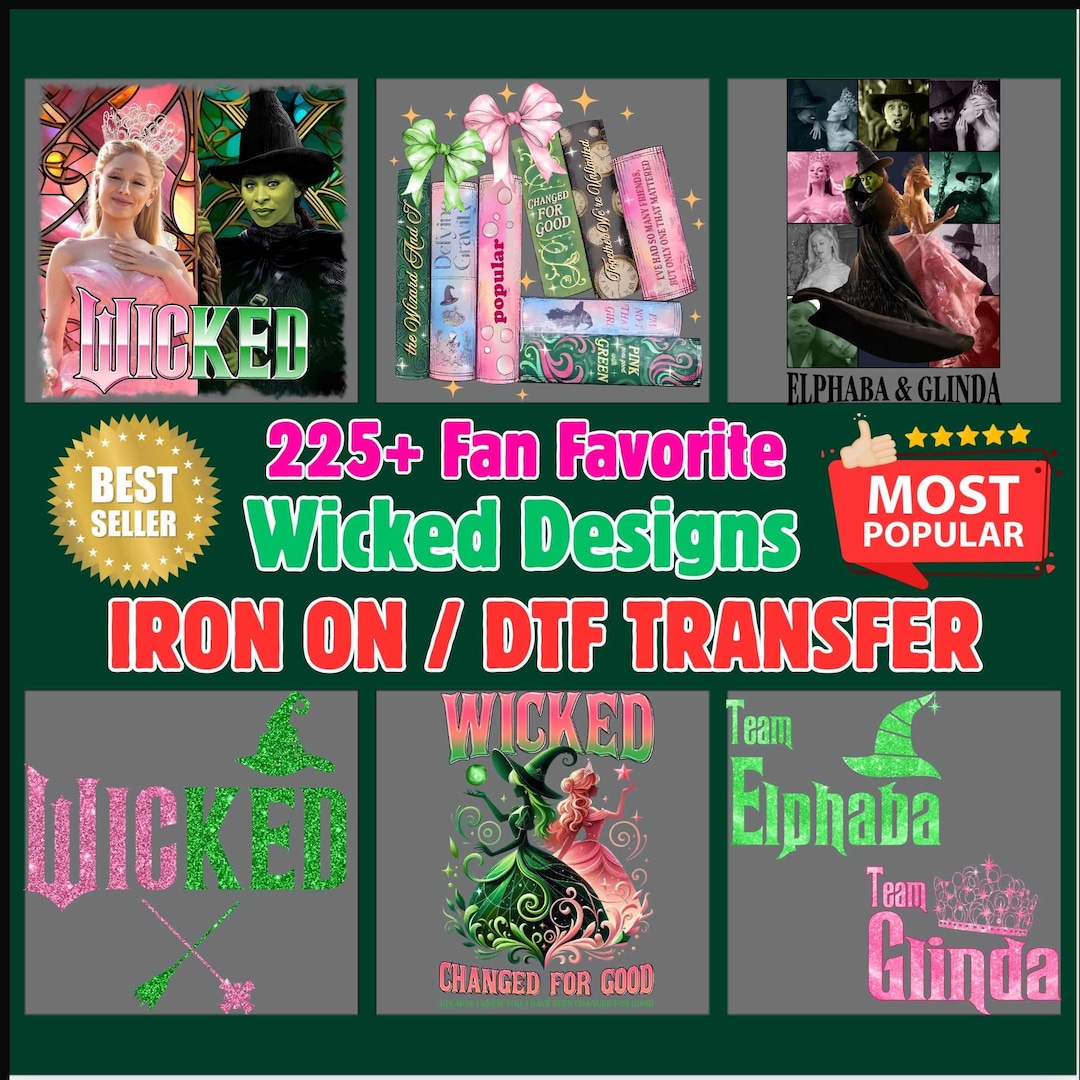 Wicked Movie Inspired Green Witch DTF Transfer for T-shirt, Broadway ...