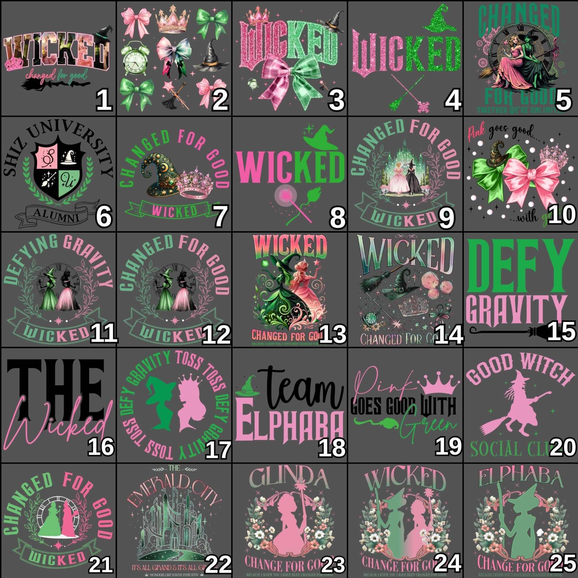 Wicked Movie Inspired Green Witch DTF Transfer for T-shirt, Broadway ...