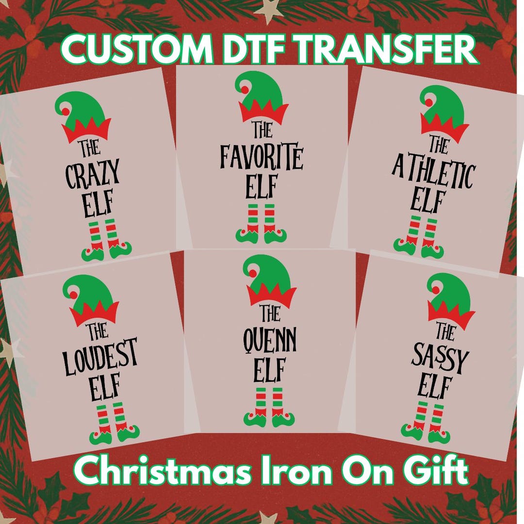 Custom Funny Elf Family DTF Transfer, Christmas Matching Holiday Iron ...