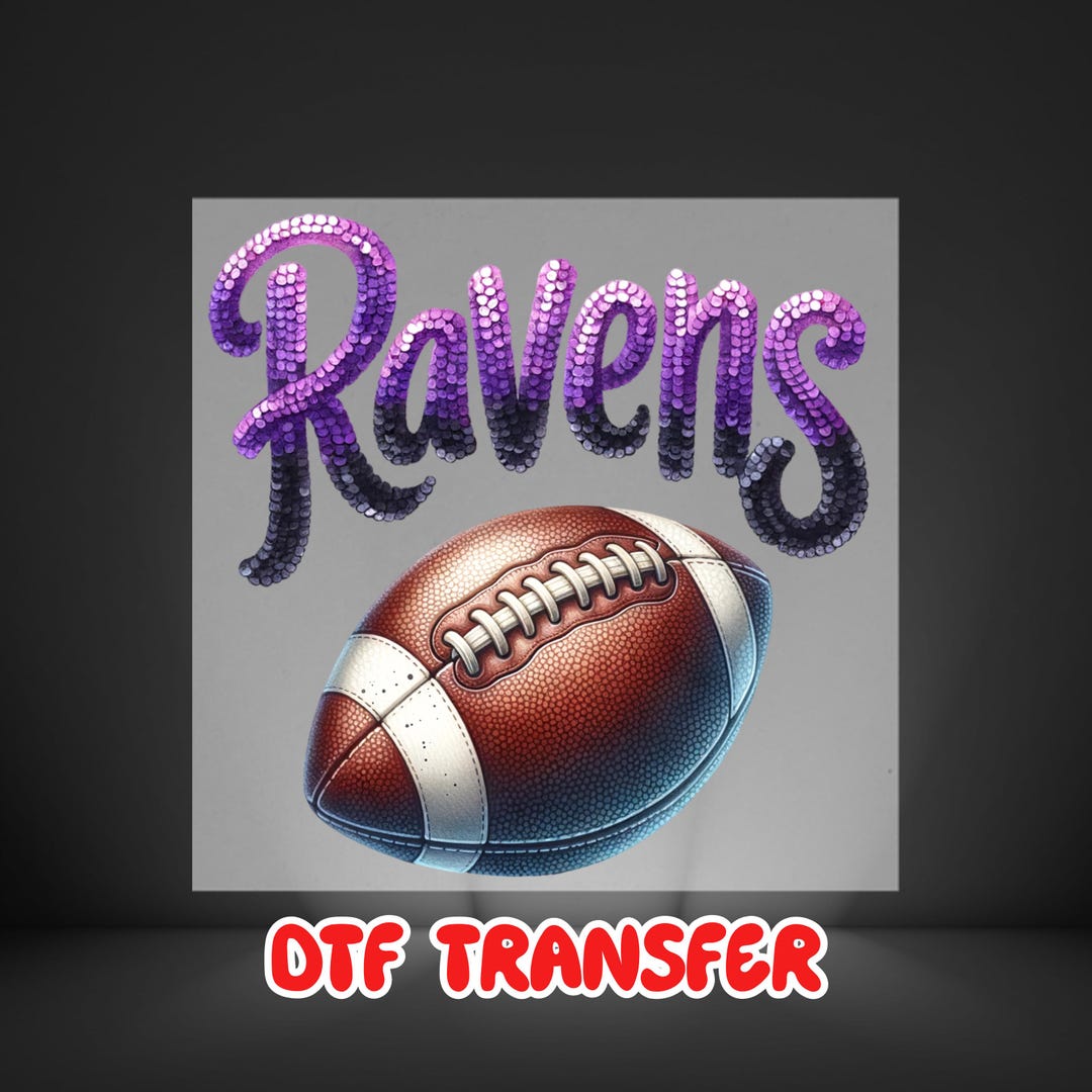 Ravens Football DTF Transfer Ready to Press Iron On, Purple Glitter ...