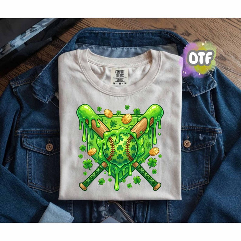 Lucky Baseball St Patrick's Day DTF Transfer - Green Gameday Clover ...